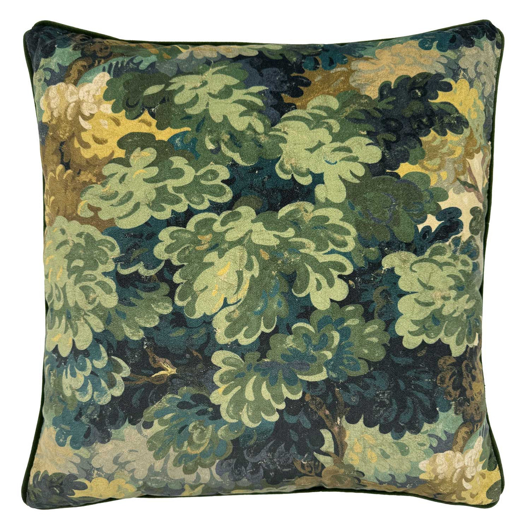 English Oak Leaf Velvet Cushion | Linwood