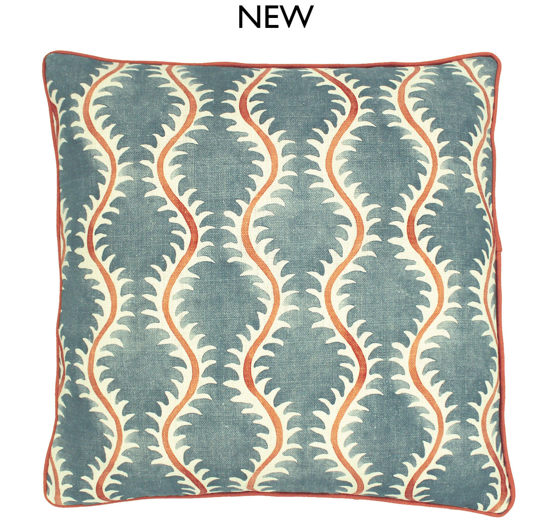 Helter Skelter | Volcano | Blue Cushion | Linwood