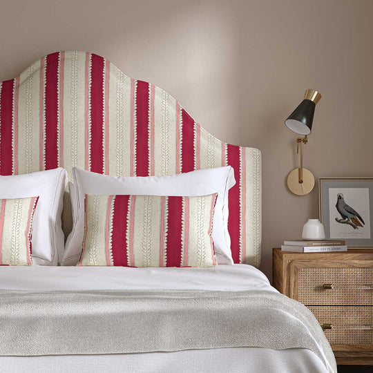 Dimity Dragon Fruit – Pure Linen Striped Fabric by Linwood