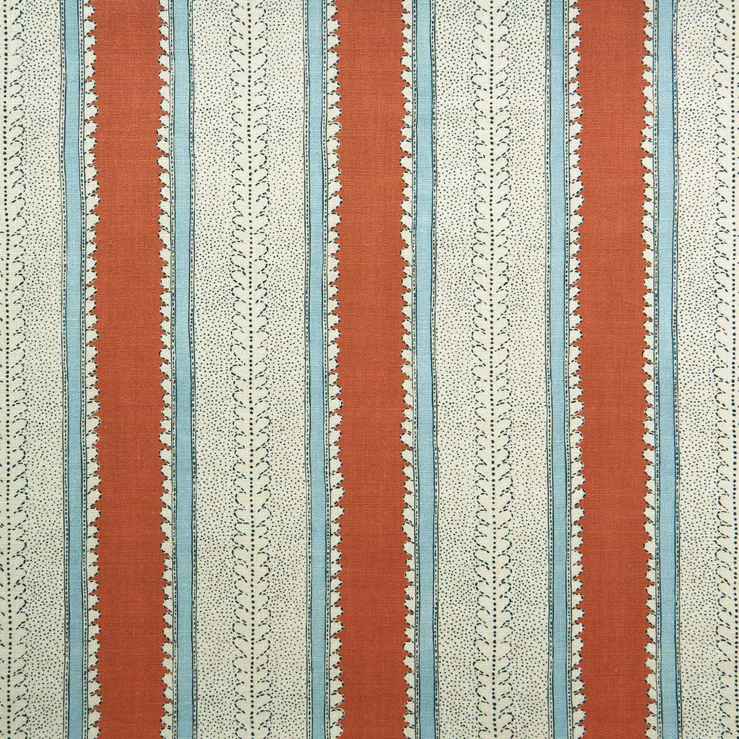 Dimity Rust – Pure Linen Striped Fabric by Linwood