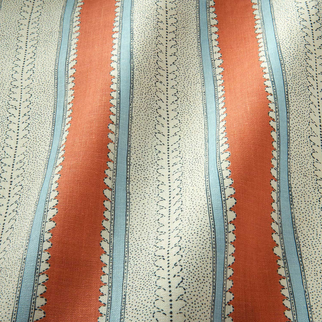 Dimity Rust – Pure Linen Striped Fabric by Linwood