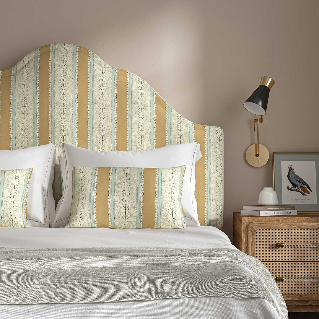 Dimity Biscuit – Pure Linen Striped Fabric by Linwood