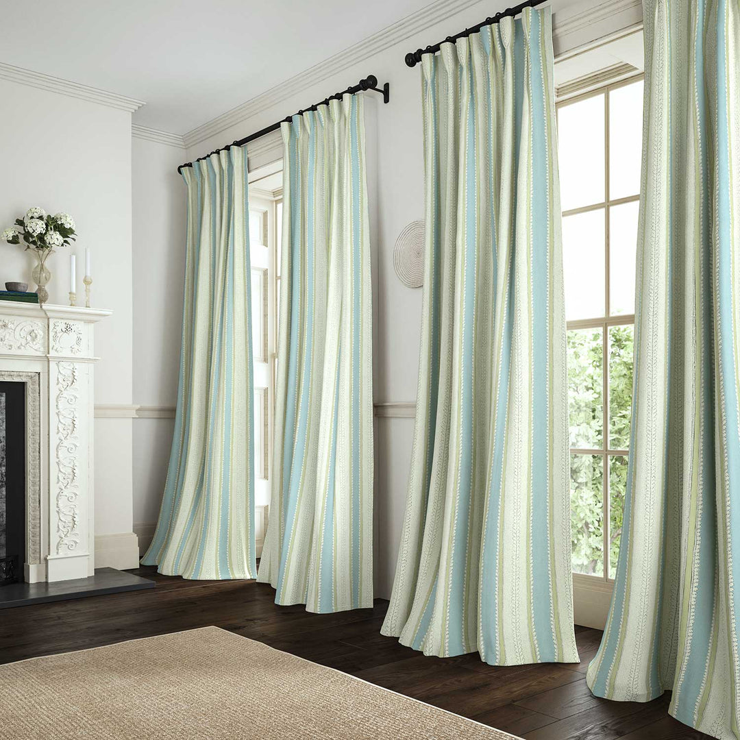 Dimity Waterfall – Pure Linen Striped Fabric by Linwood