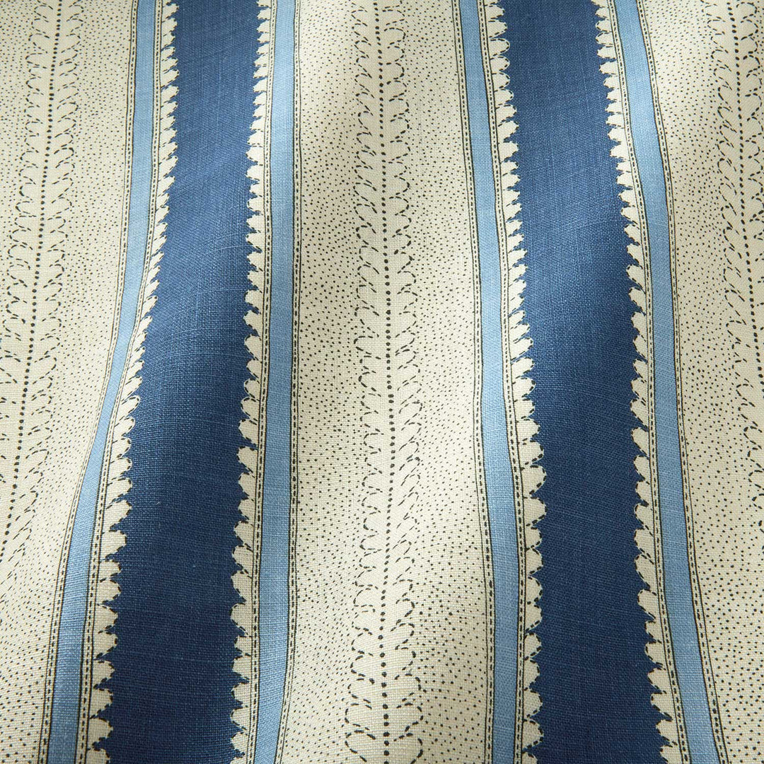 Dimity Ultramarine – Pure Linen Striped Fabric by Linwood