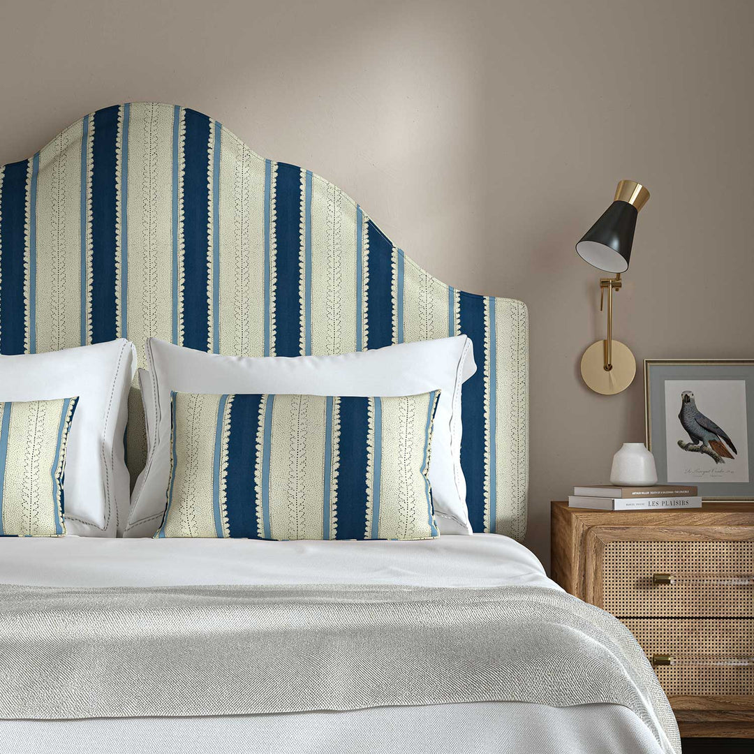 Dimity Ultramarine – Pure Linen Striped Fabric by Linwood