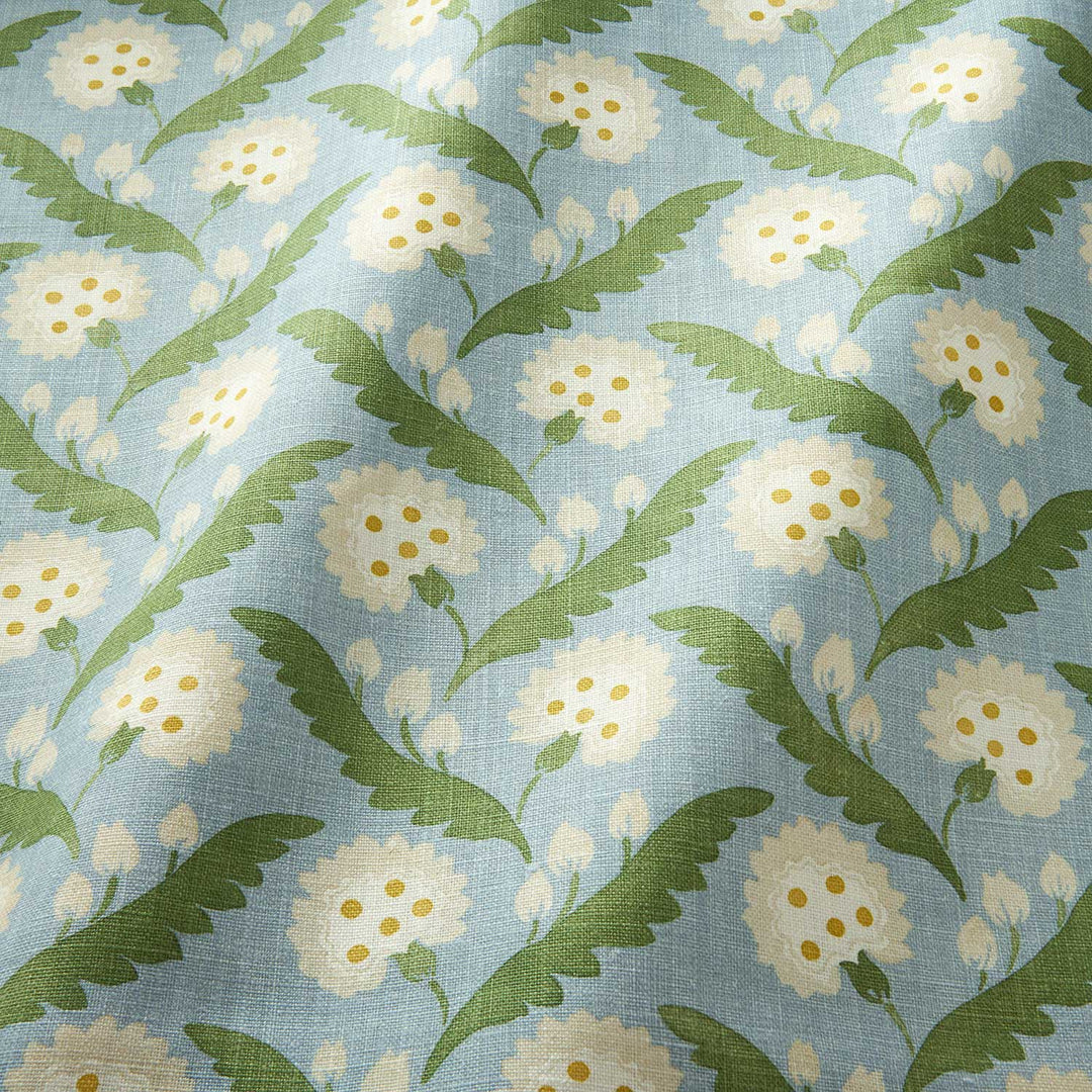 Polly Lakeside – Floral Linen Fabric by Linwood