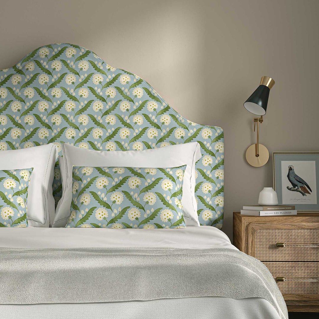 Polly Lakeside – Floral Linen Fabric by Linwood