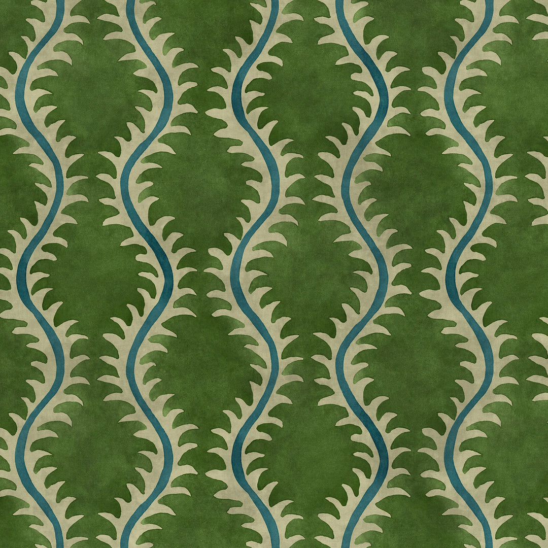 Helter Skelter – Grass | Printed Velvet Fabric | Linwood.