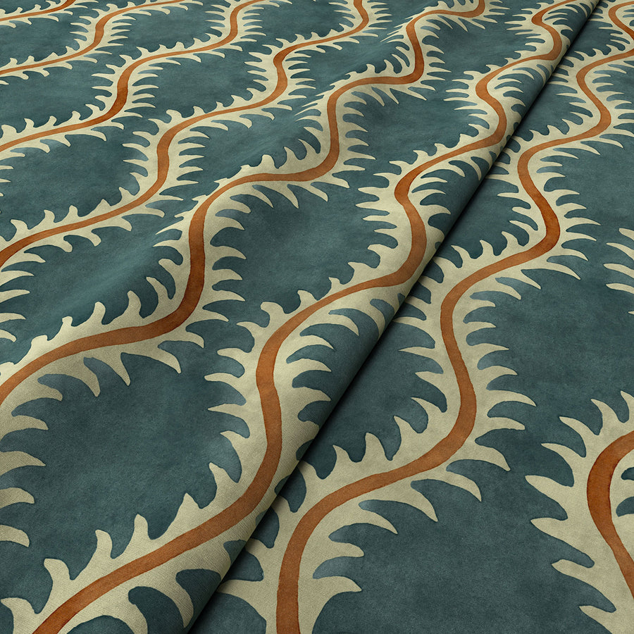 Helter Skelter – Volcano | Printed Velvet Fabric | Linwood.