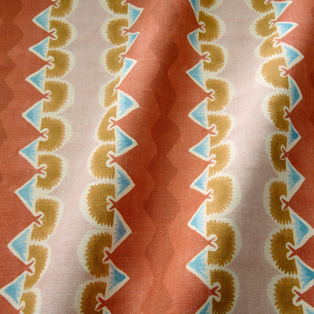 Taiki Brick Red – Printed Linen Fabric by Linwood