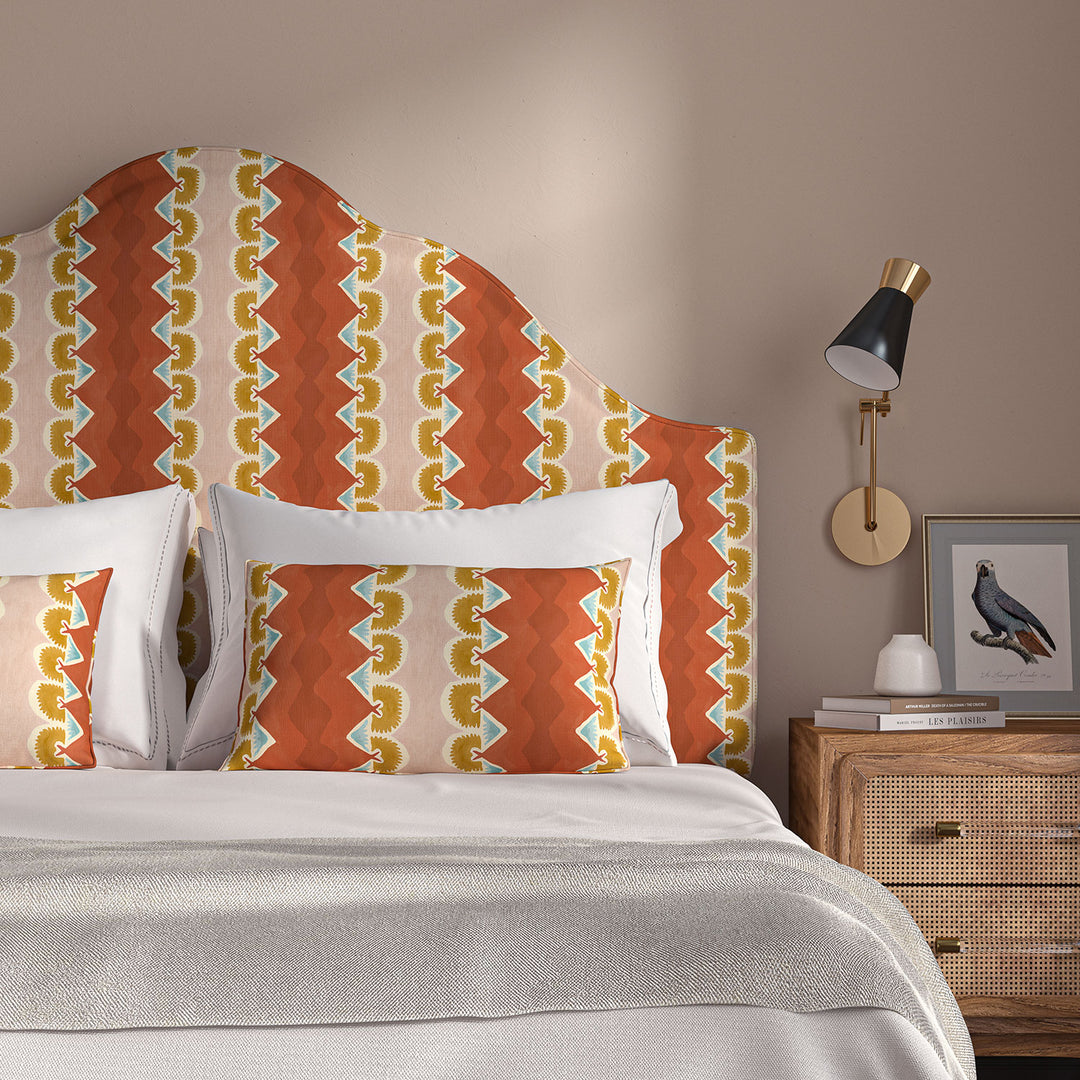 Taiki Brick Red – Printed Linen Fabric by Linwood
