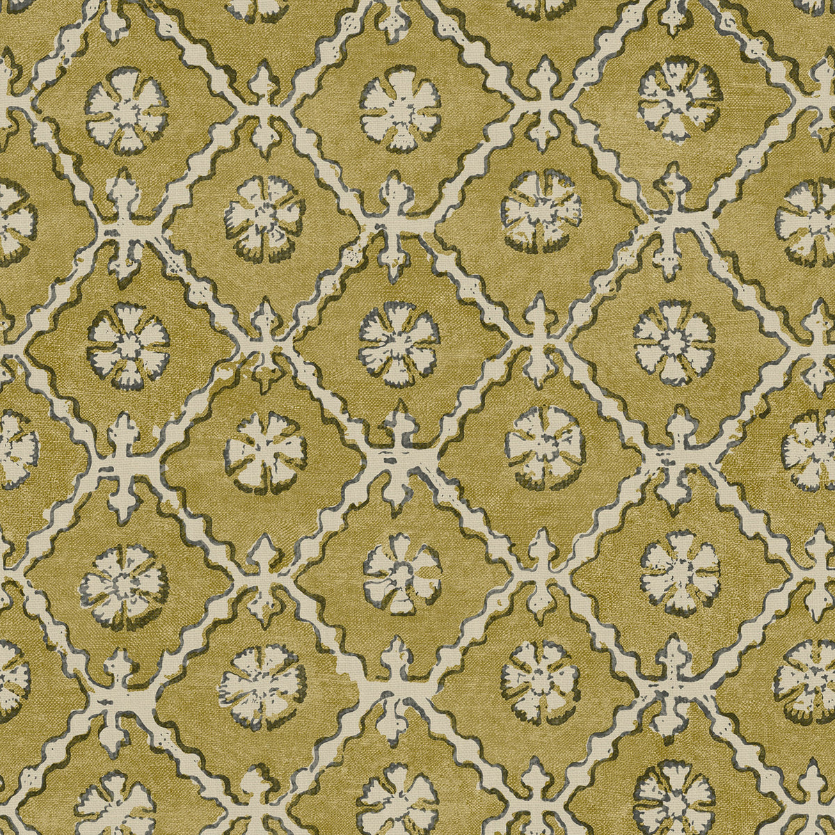 Khiva – Pickle | Printed Linen Fabric | Linwood