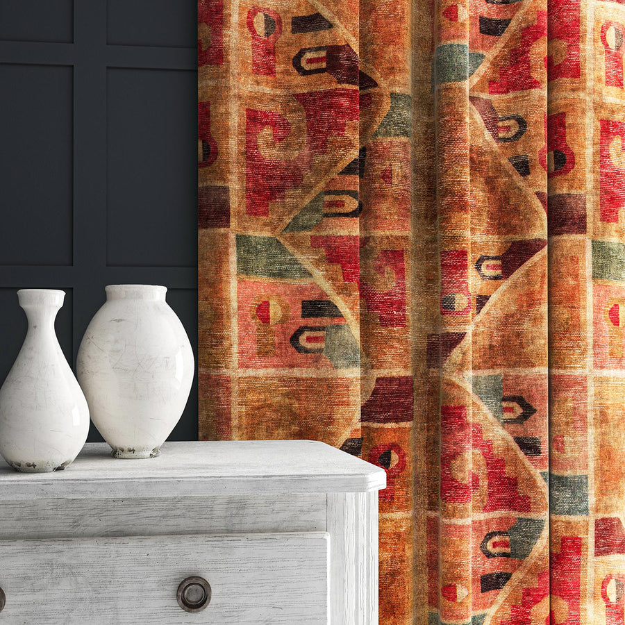 Kichana – Paprika | Printed Velvet Fabric | Linwood