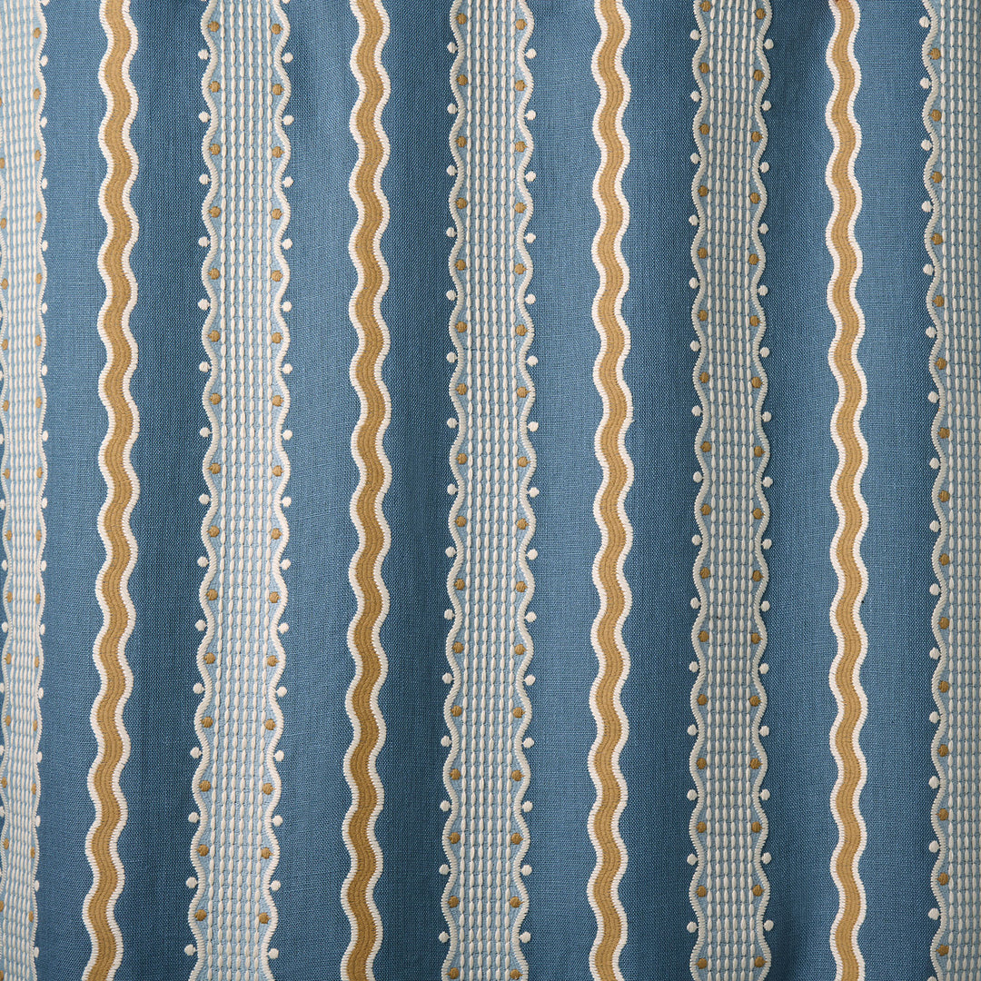 Hermia – River | Embroidery Fabric by Linwood | Playful Stripe Linen