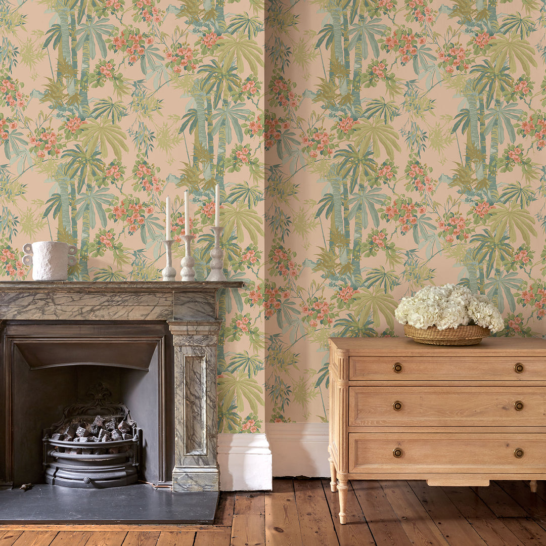 Bamboo Garden - Dusky Pink | Tropical Wallpaper | Linwood