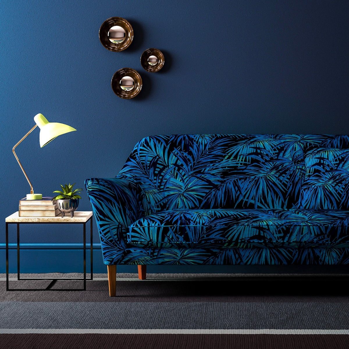 Butterfly Palm - Electric | Printed Velvet Fabric | Linwood