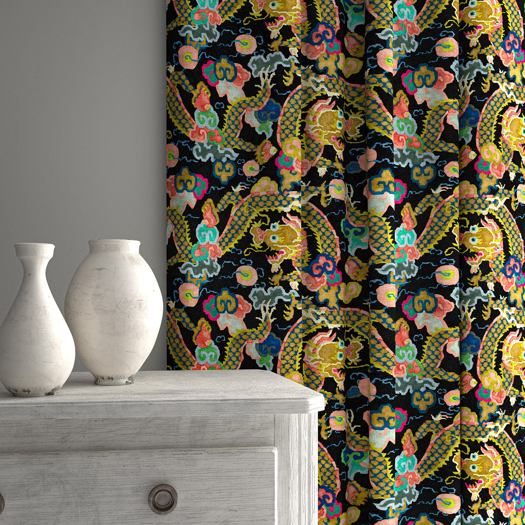 Double Dragon – Rainbow | Velvet Upholstery Fabric | Linwood