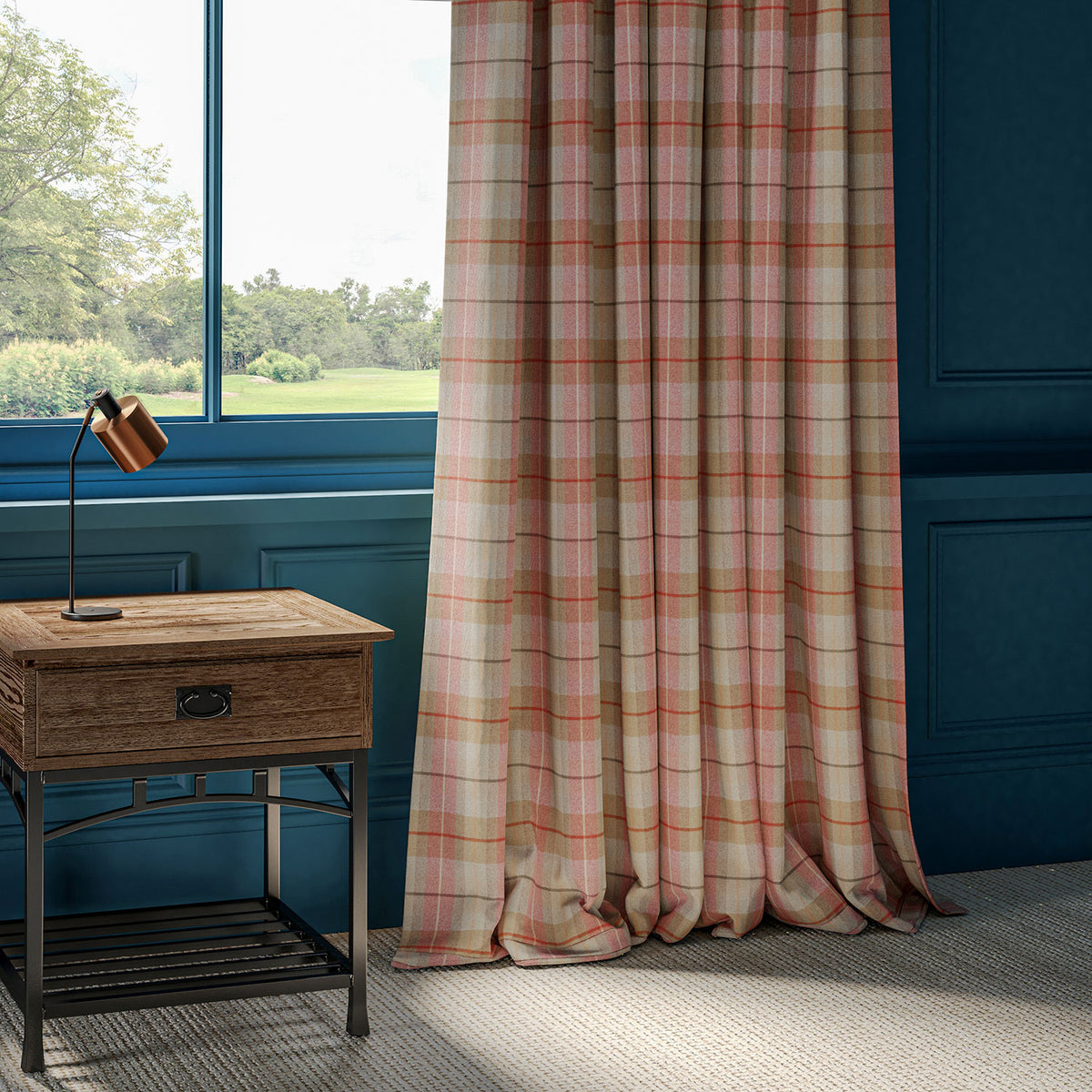 Brunswick Check - Salmon Check | Wool Fabric | Linwood