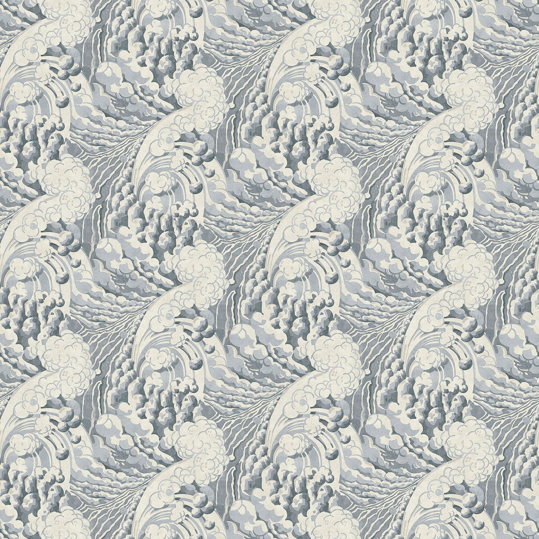 The Wave - Moonbeam | Printed Velvet Fabric | Linwood