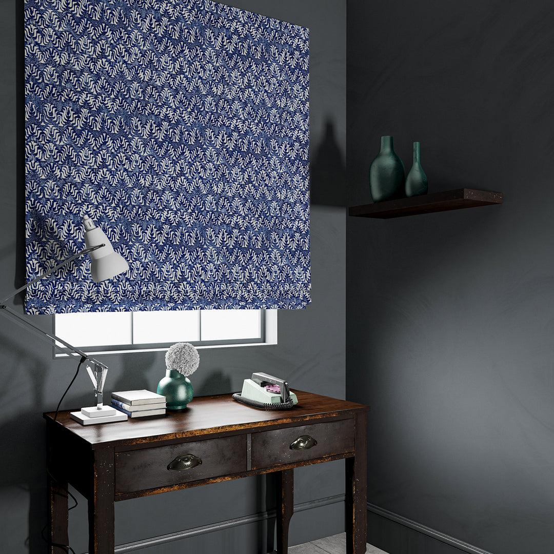 Ric Rac - Ultramarine | Printed Velvet Fabric | Linwood