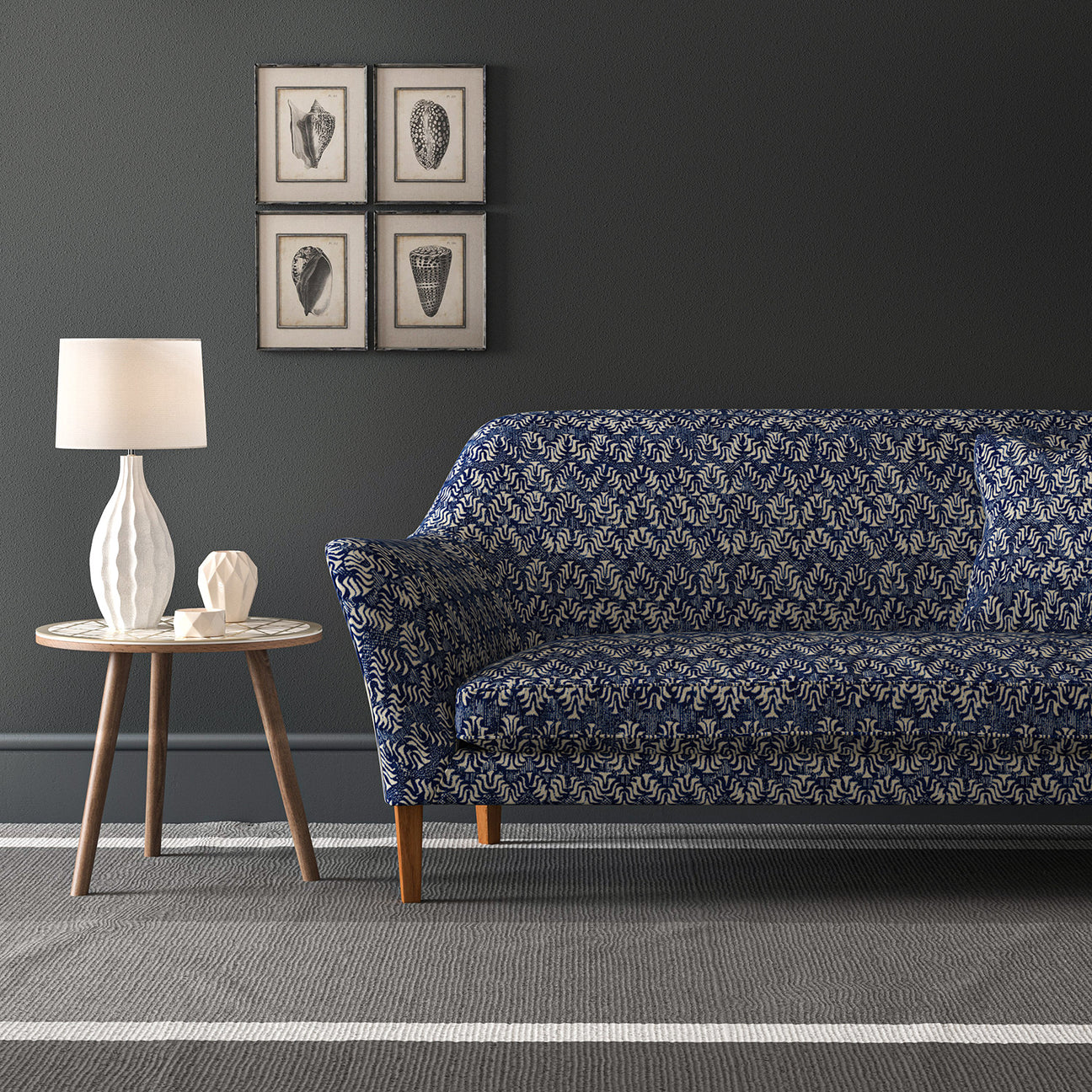 Ric Rac - Ultramarine | Printed Velvet Fabric | Linwood