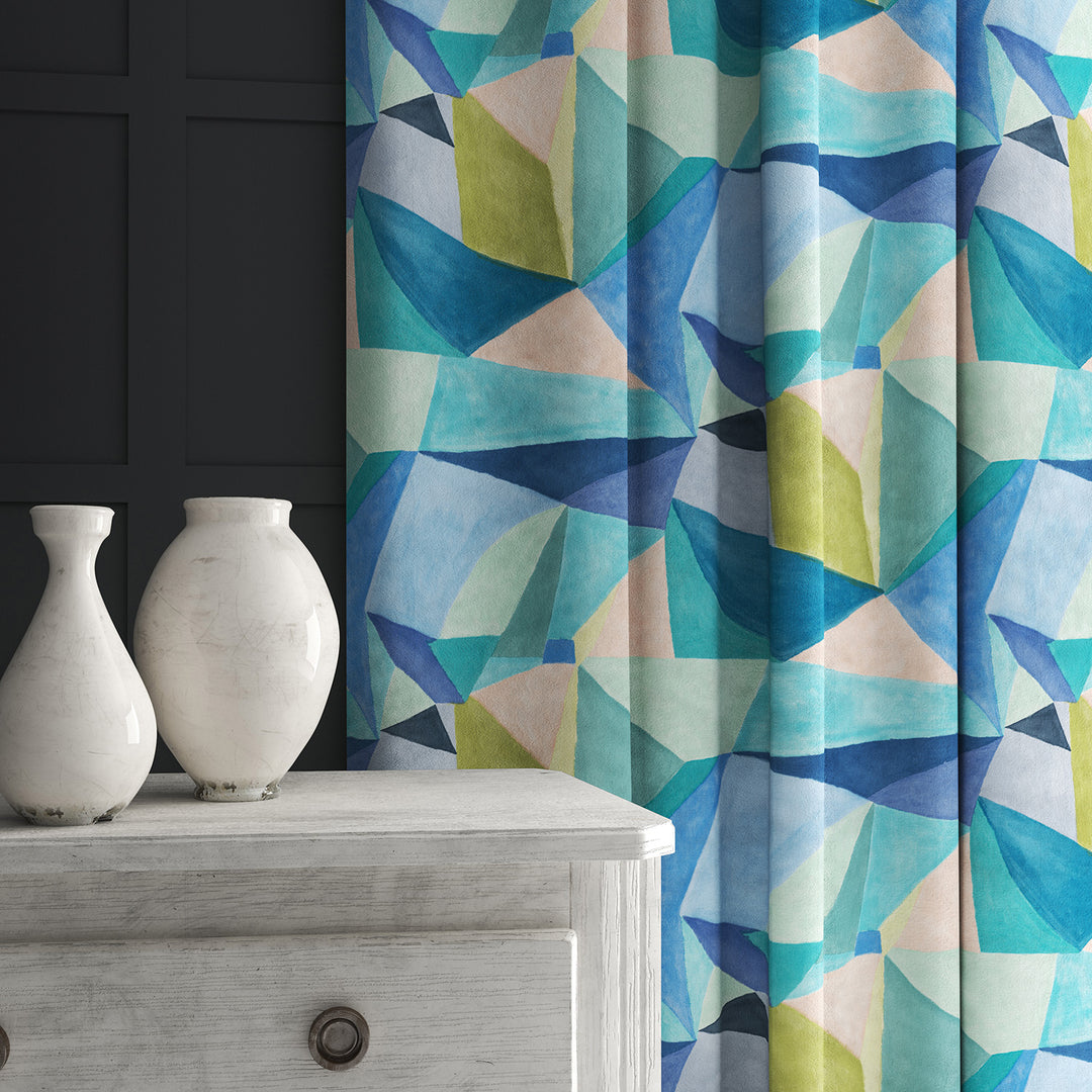 Crystal - Pool | Printed Velvet Fabric | Linwood