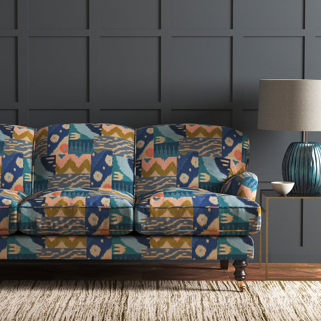 Java - Ocean | Printed Velvet Fabric | Linwood