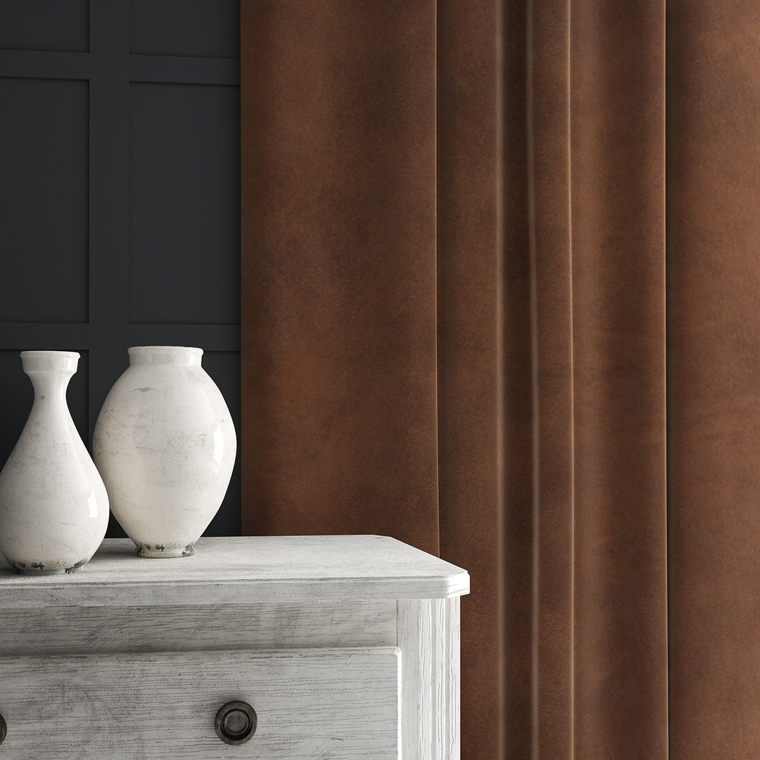 Omega – Chestnut | Velvet Upholstery Fabric | Linwood