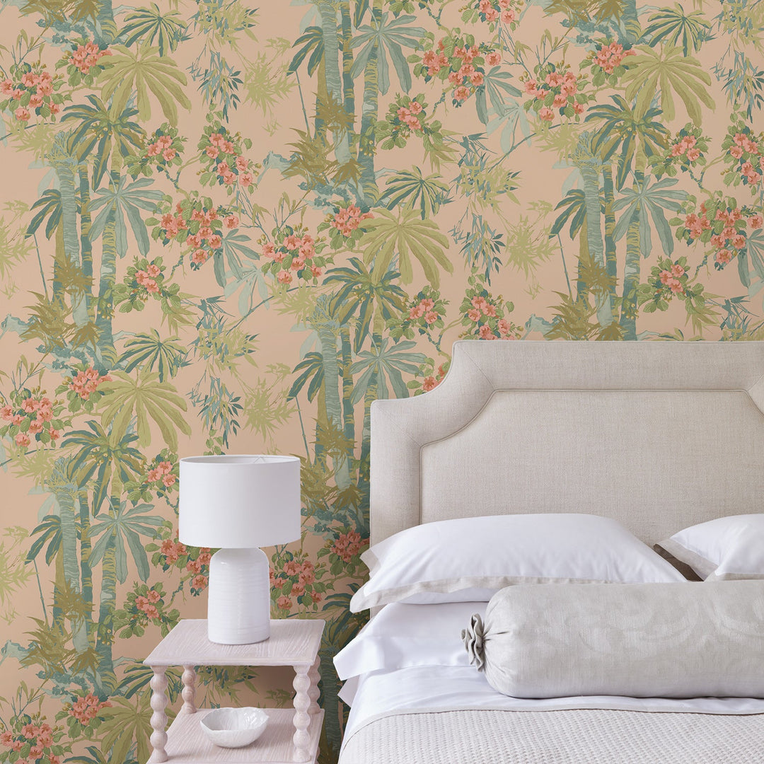 Bamboo Garden - Dusky Pink | Tropical Wallpaper | Linwood
