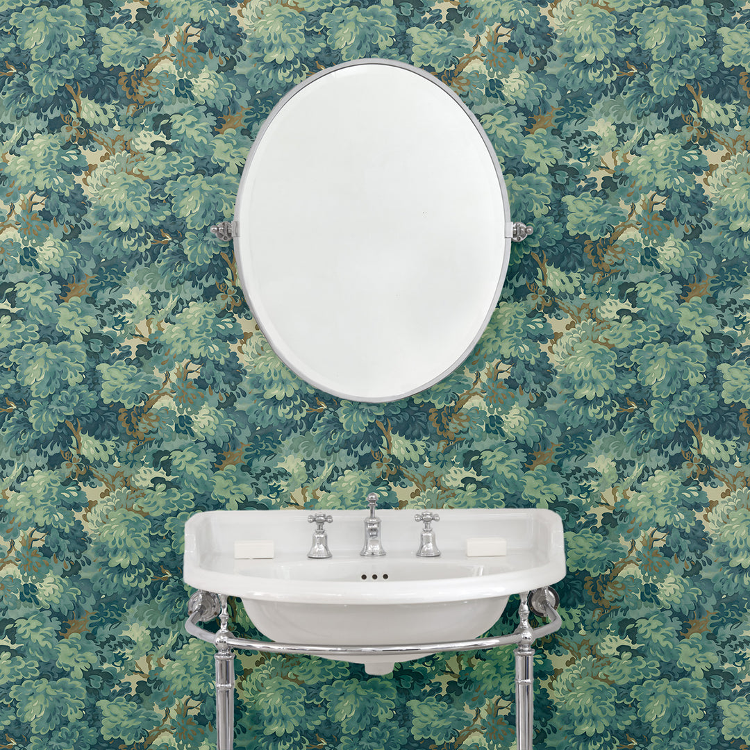 English Oak Blue | Designer Wallpaper | Linwood