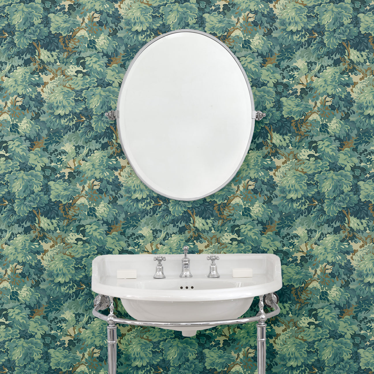 English Oak Blue | Designer Wallpaper | Linwood