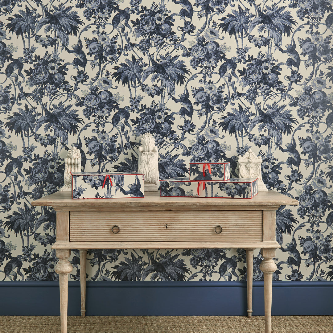 Monkey Puzzle – Indigo | Tropical Wallpaper | Linwood