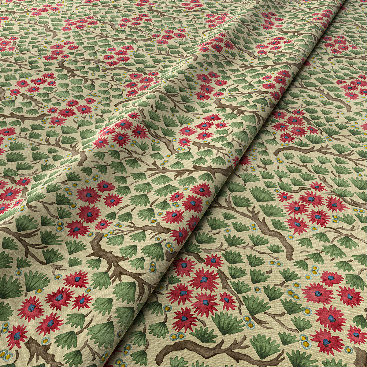 Miyagi Pink Green Velvet Upholstery Fabric Linwood