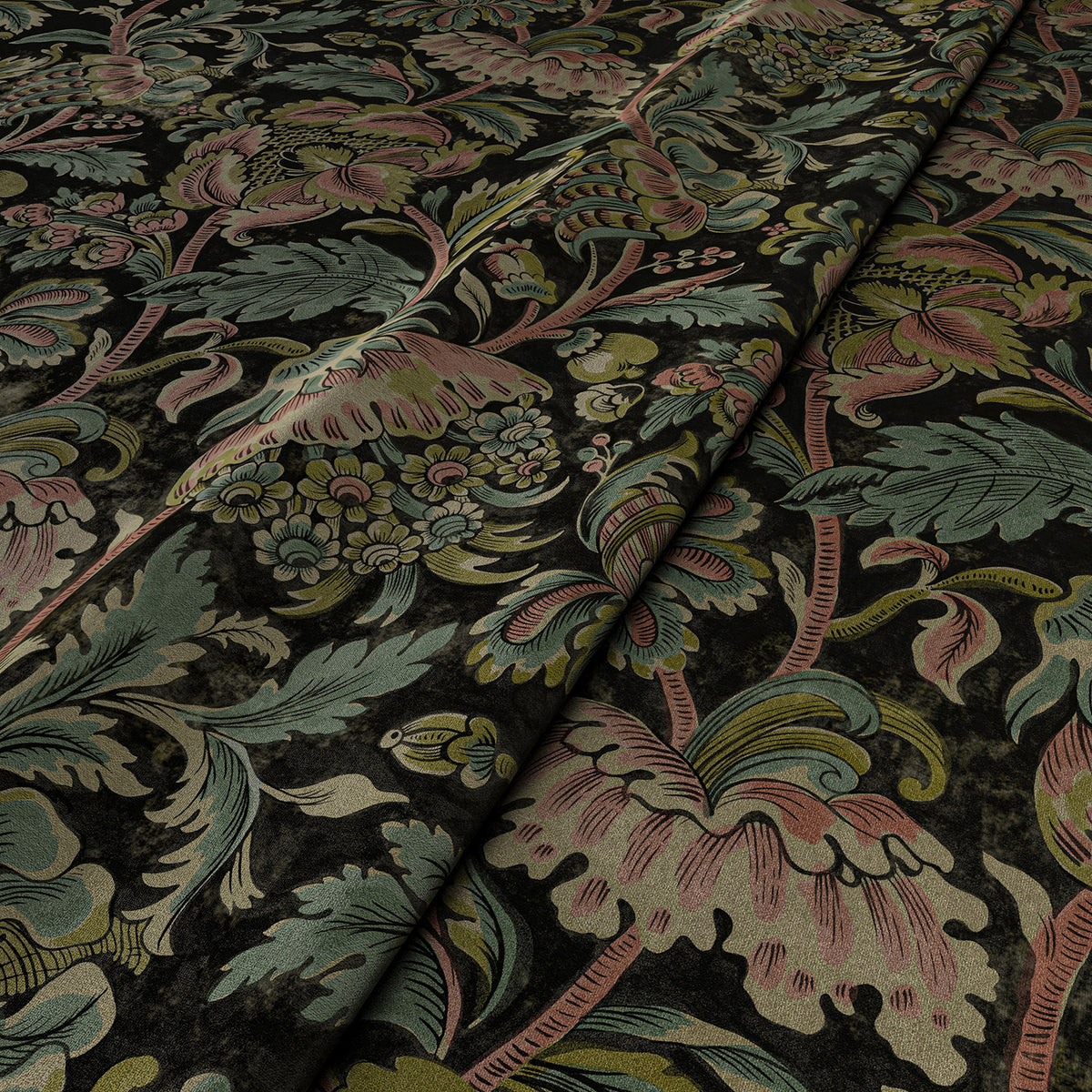 Tanglewood – Rose Lemon | Velvet Upholstery Fabric | Linwood