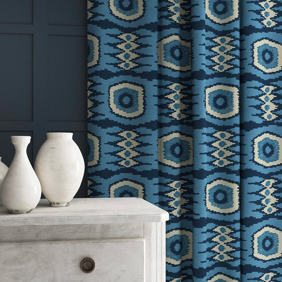 Casper - Navy | Printed Velvet Fabric | Linwood